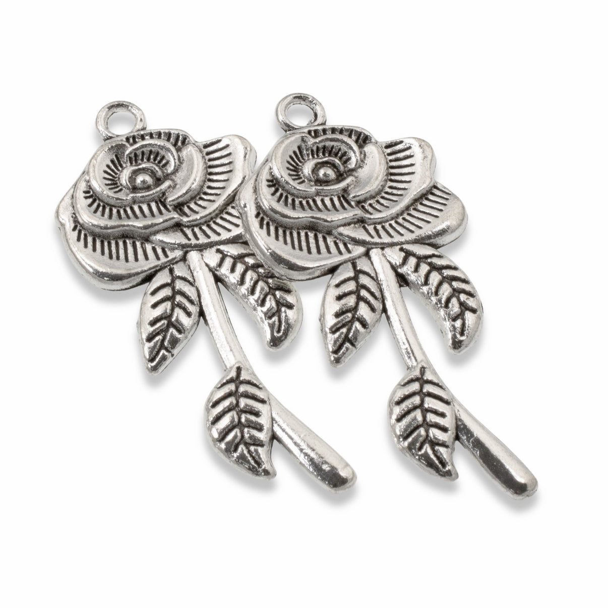 Silver Long Stem Rose Pendants | Hackberry Creek