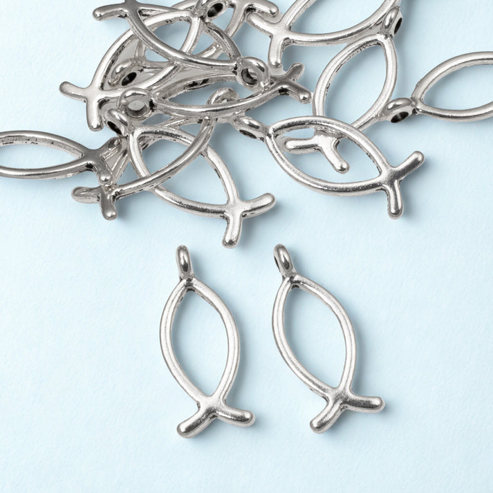 Silver Metal Jesus Fish Charms | Hackberry Creek