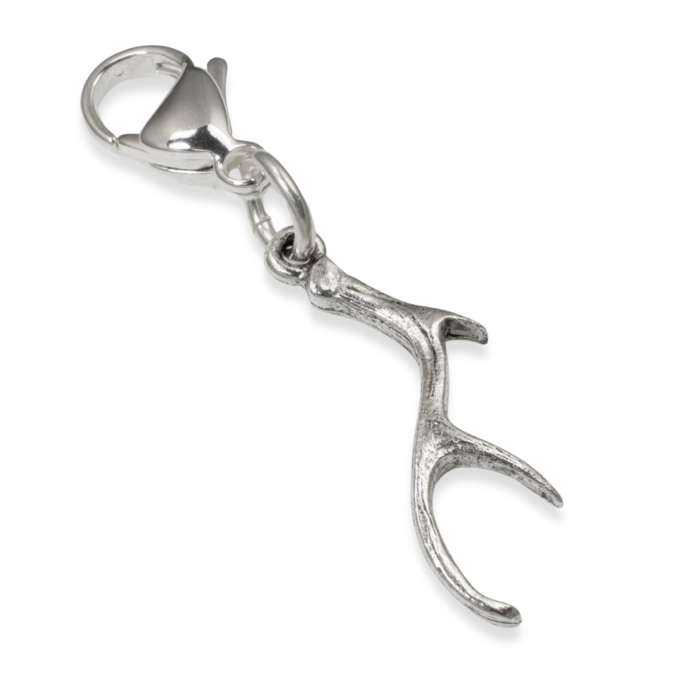 Silver Antler Clip-on Charm, Nature-Inspired Accessory