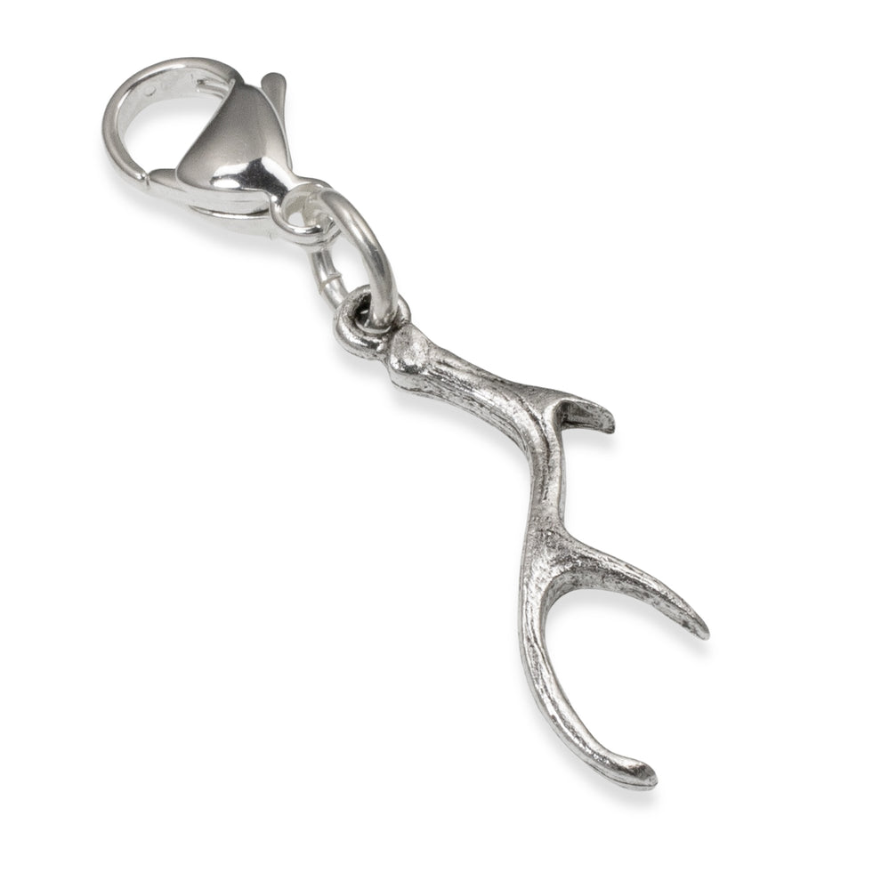 Silver Antler Clip-on Charm, Nature-Inspired Accessory