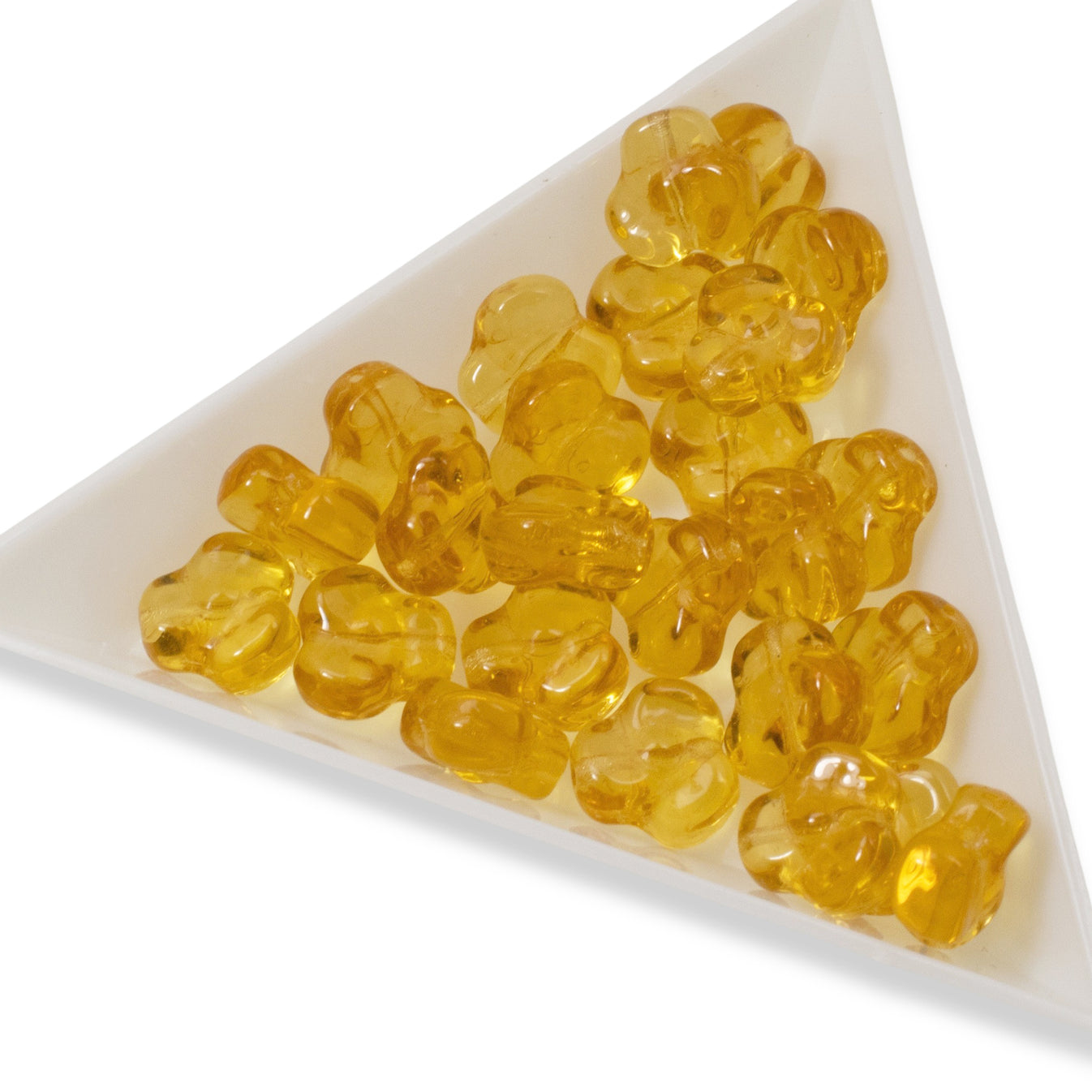 Golden Yellow Czech Glass Trillium Flower Beads