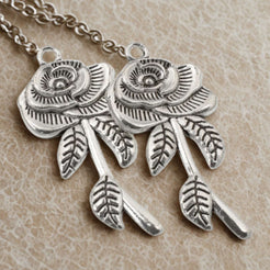 Silver Long Stem Rose Pendants | Hackberry Creek
