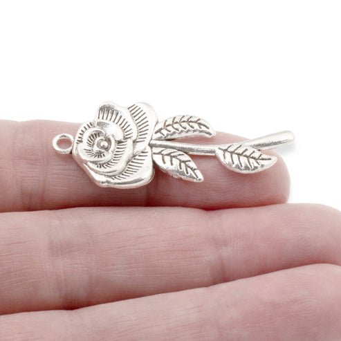 Silver Long Stem Rose Pendants | Hackberry Creek