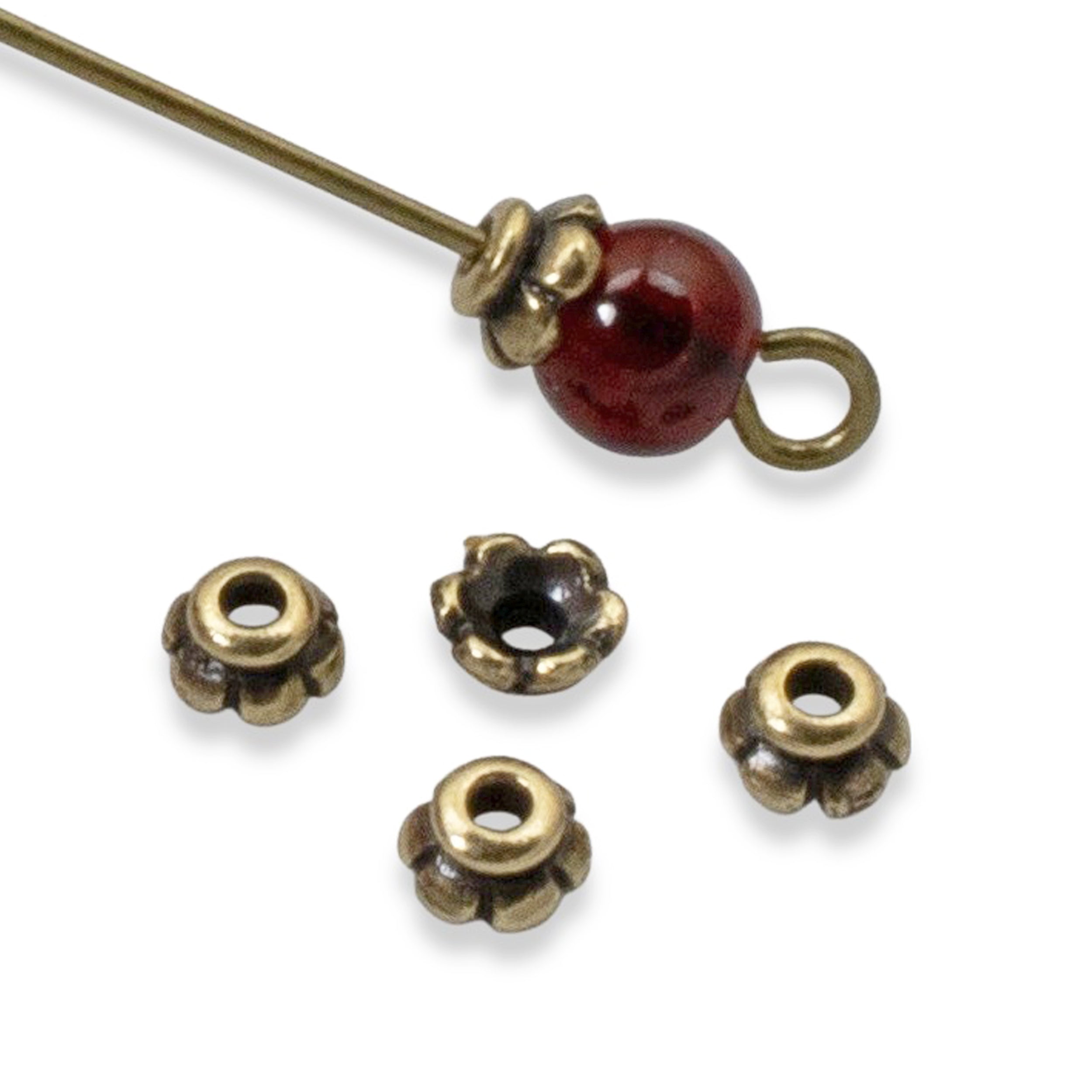 Antique Brass 4mm Scalloped Bead Caps, Small Delicate Earring Caps
