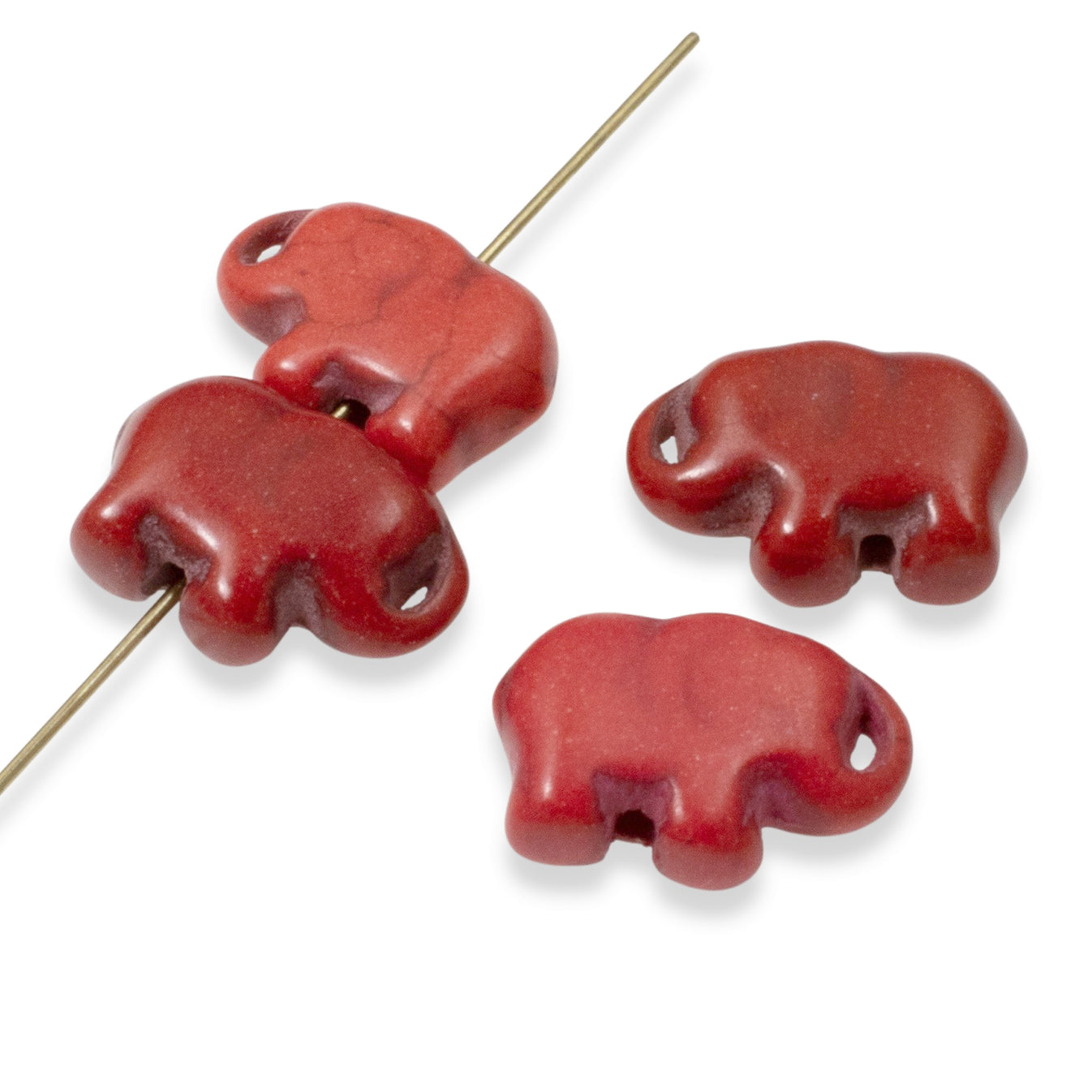20 Red Elephant Beads - Animal Beads for DIY Jewelry