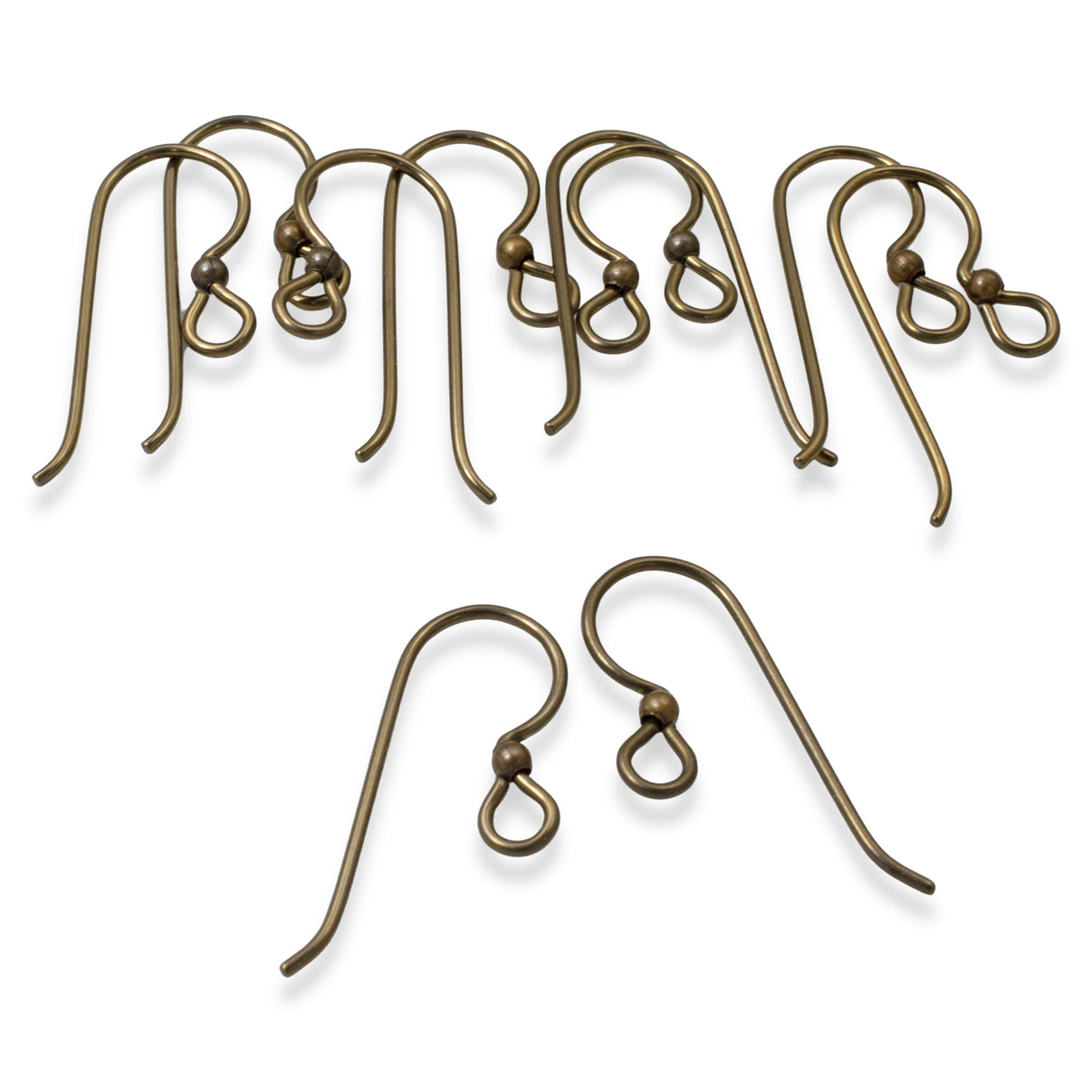 Antique Brass Niobium Ear Wires + 2mm Bead - Hypoallergenic