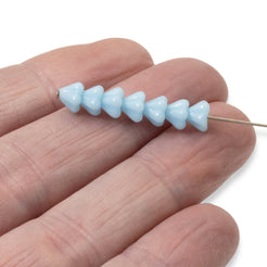 Opaque Light Blue Baby Bell Flower Beads, Czech Glass 4x6mm