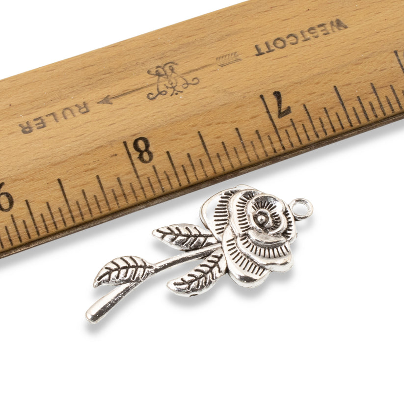 Silver Long Stem Rose Pendants | Hackberry Creek