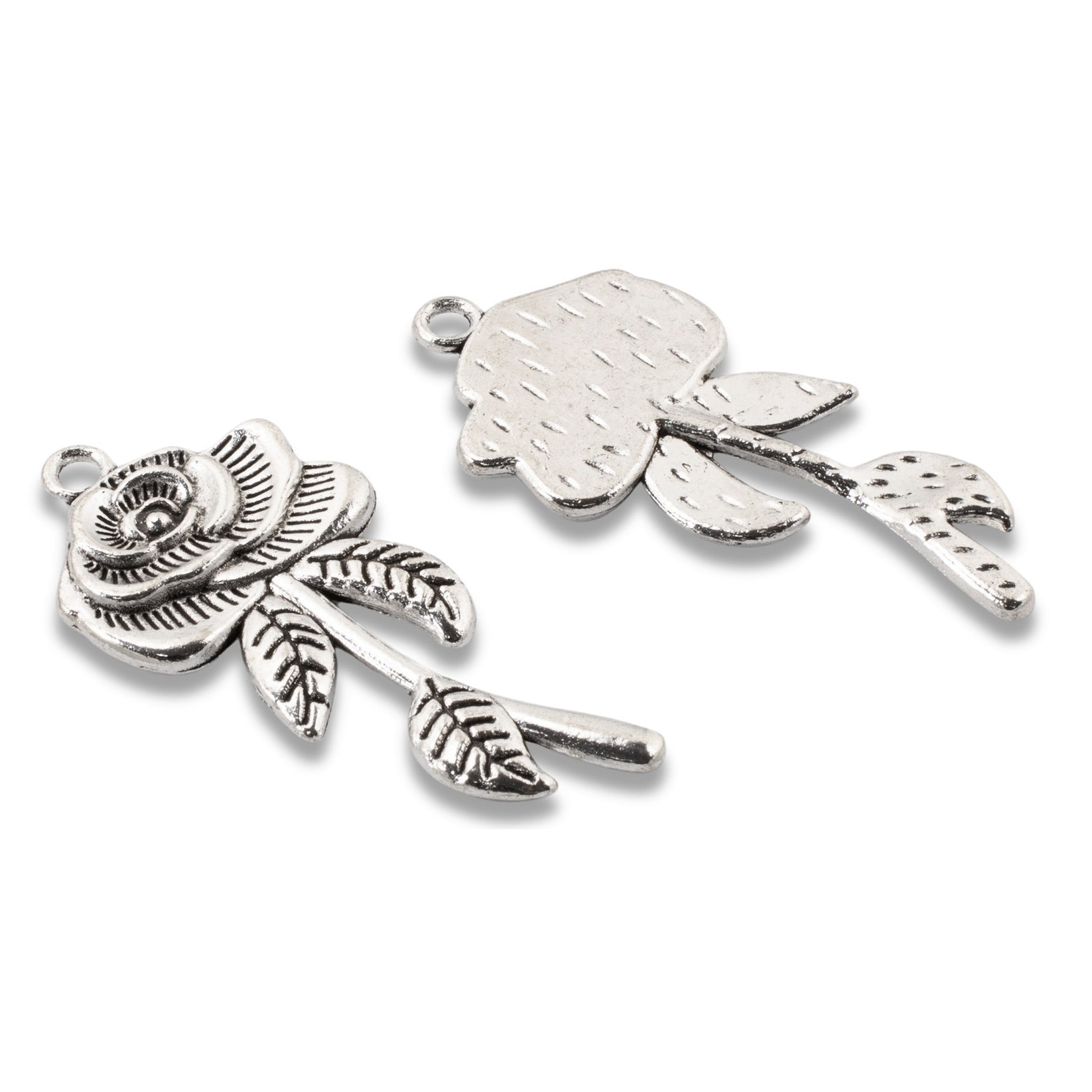 Silver Long Stem Rose Pendants | Hackberry Creek