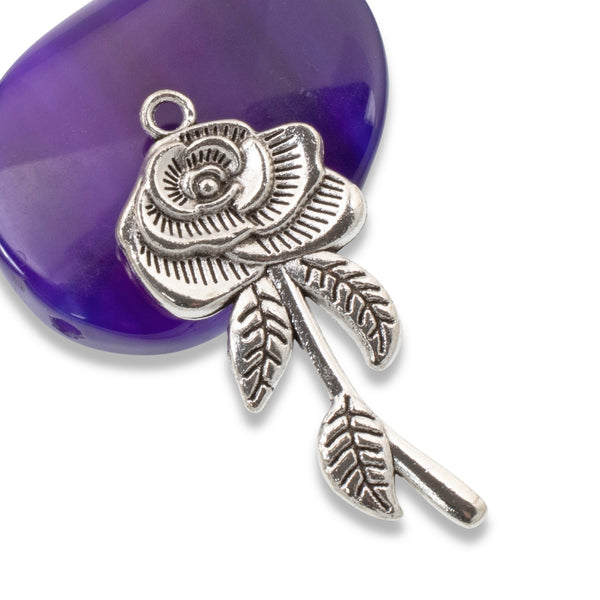 Silver Long Stem Rose Pendants | Hackberry Creek