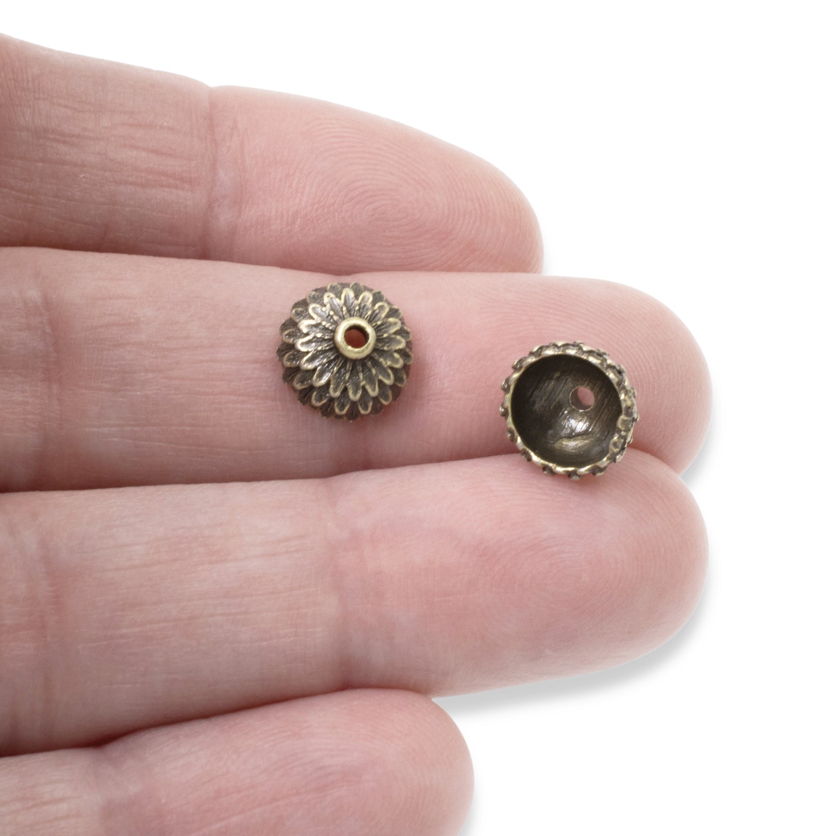 Antique Brass Acorn Bead Caps, Autumn and Fall Jewelry Supply