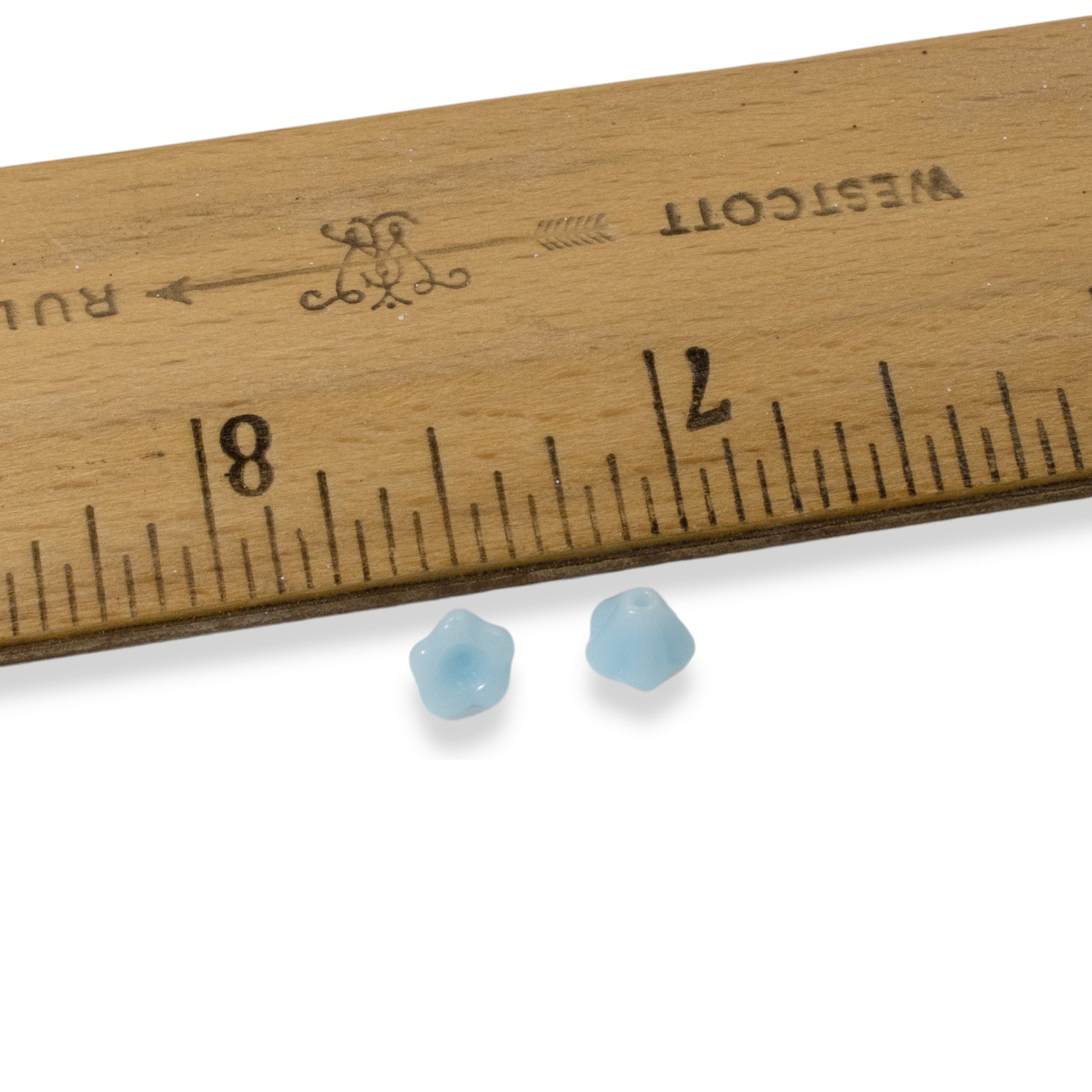Opaque Light Blue Baby Bell Flower Beads, Czech Glass 4x6mm