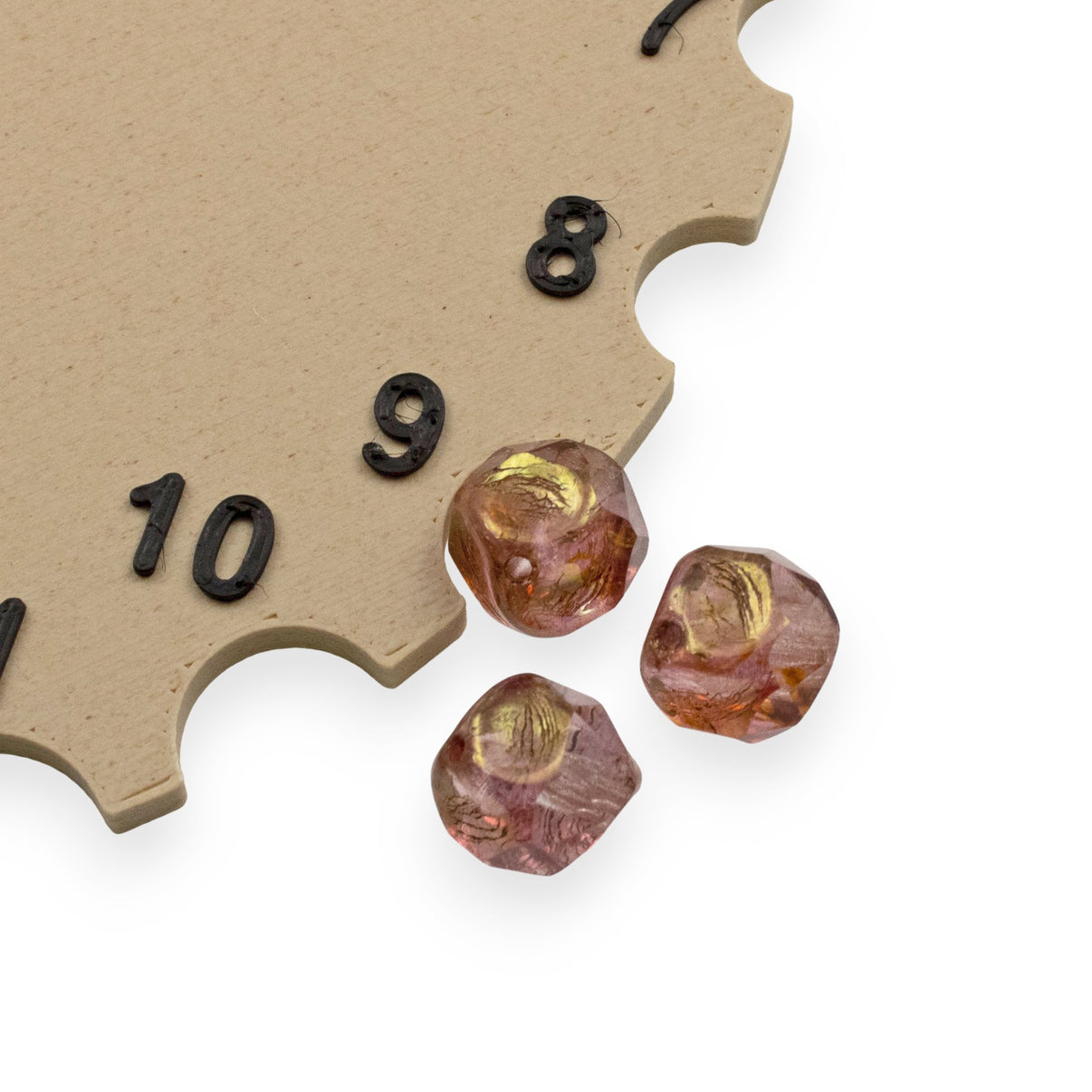 Crystal Golden Pink Bronze Baroque Czech Glass Beads, Central Cut