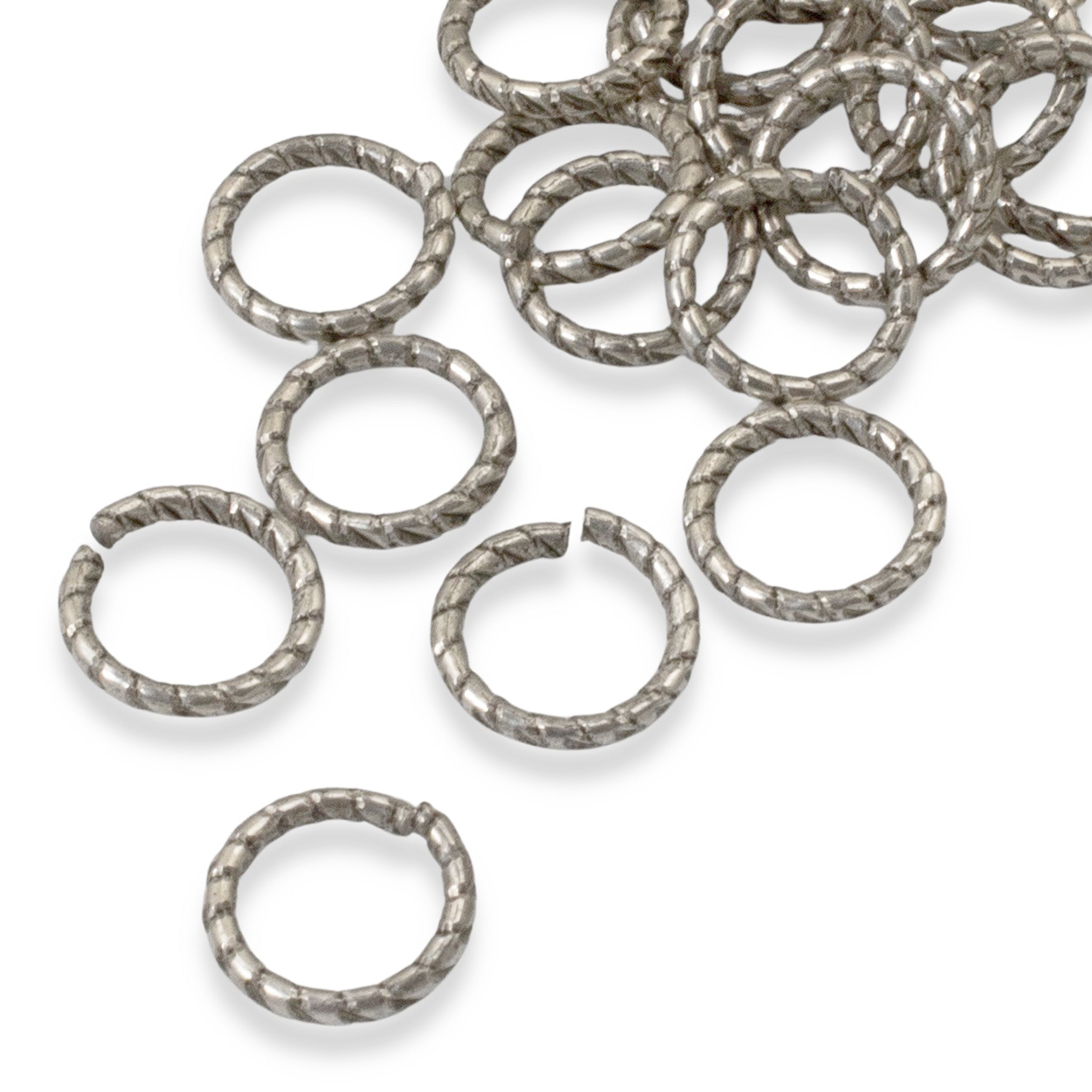 Circle Jump Rings Antique Silver Textured, 9mm Nunn Design Findings