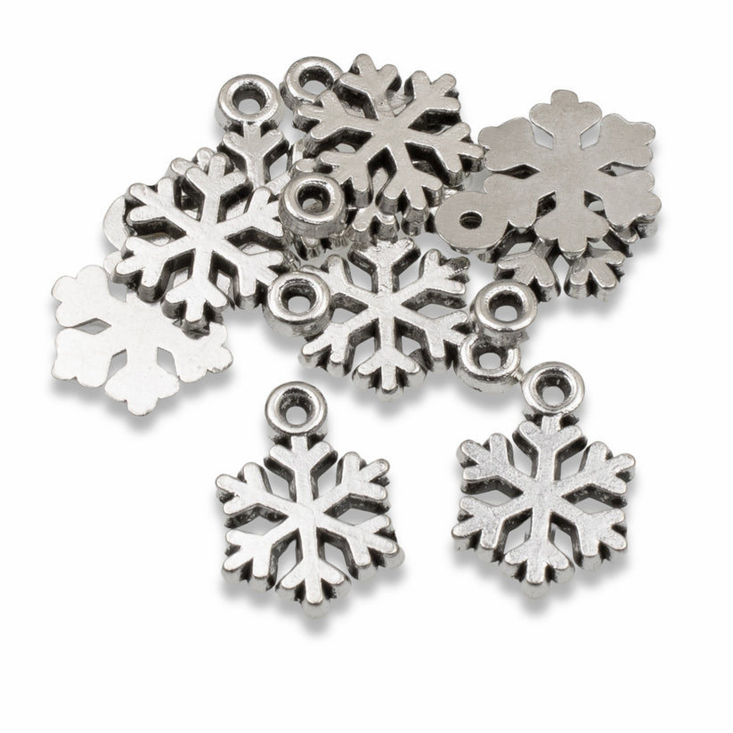50/Pkg Silver Mini Snowflake Charms | Hackberry Creek