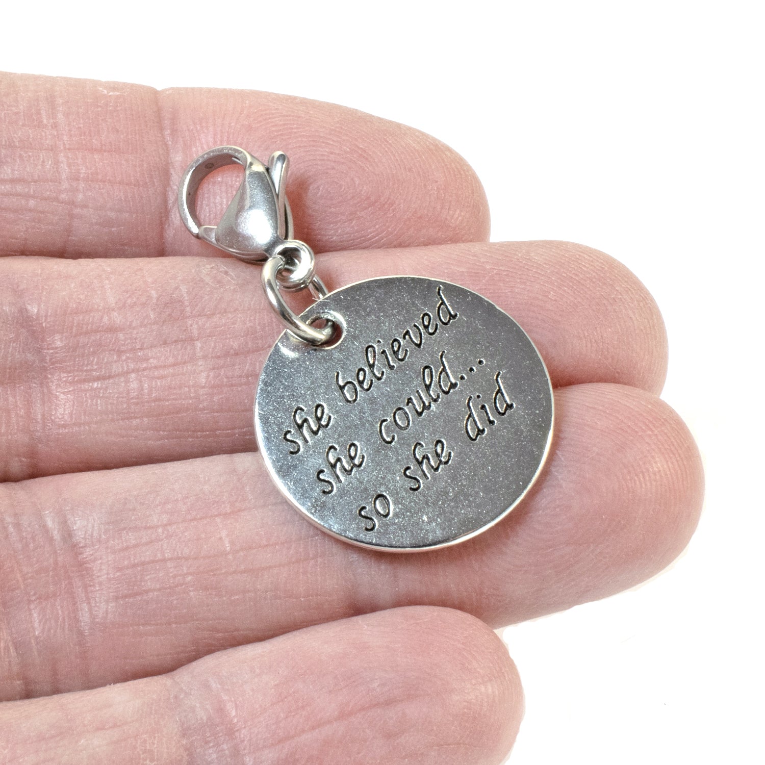 Silver She Believed She Could So She Did Clip-on Charm