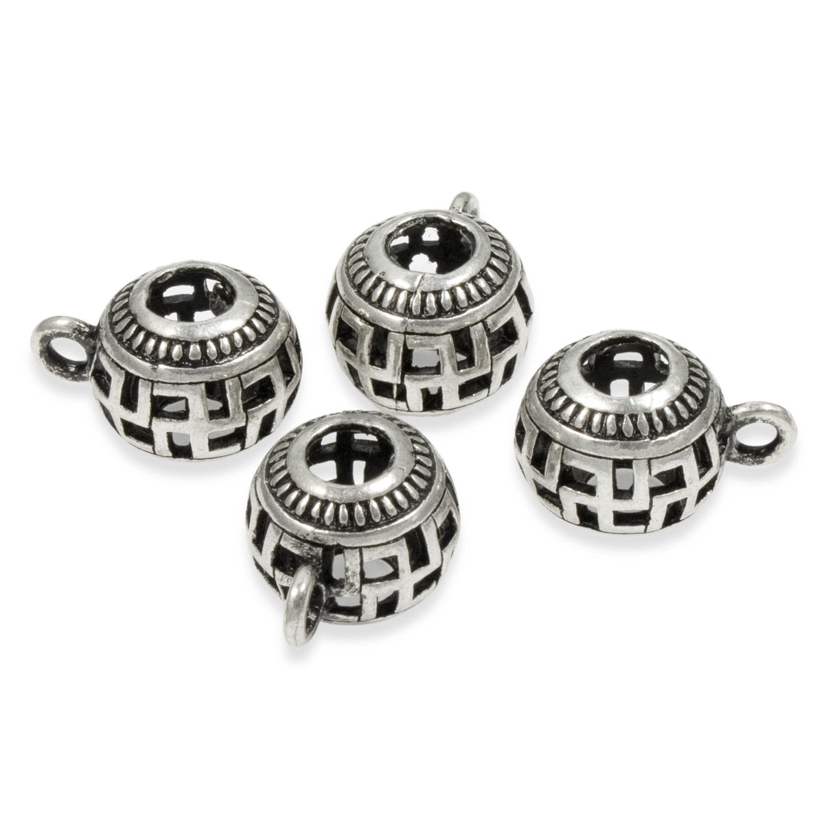 Silver Geometric Metal Bails + Large 6mm Holes | Hackberry Creek