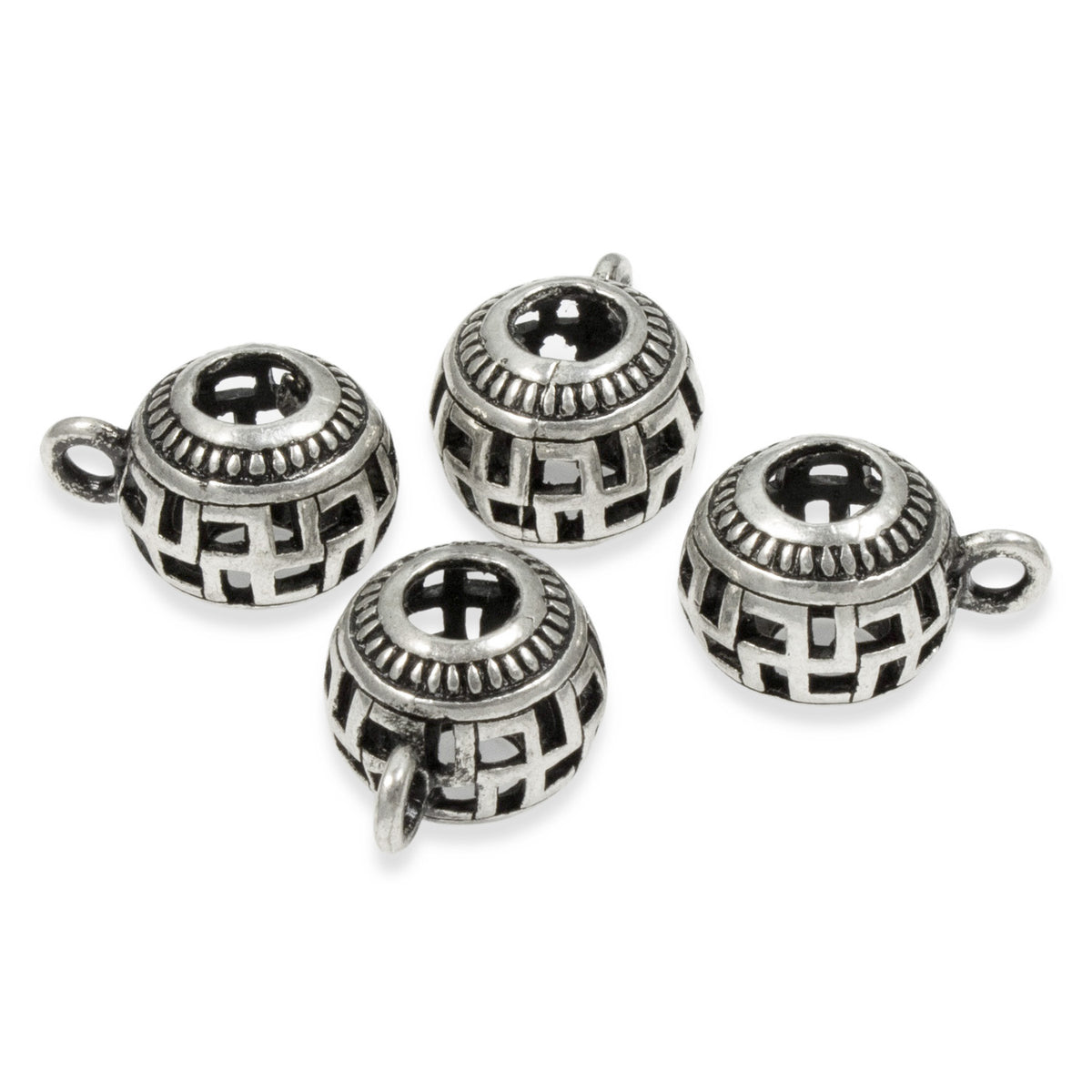 Silver Geometric Metal Bails + Large 6mm Holes | Hackberry Creek