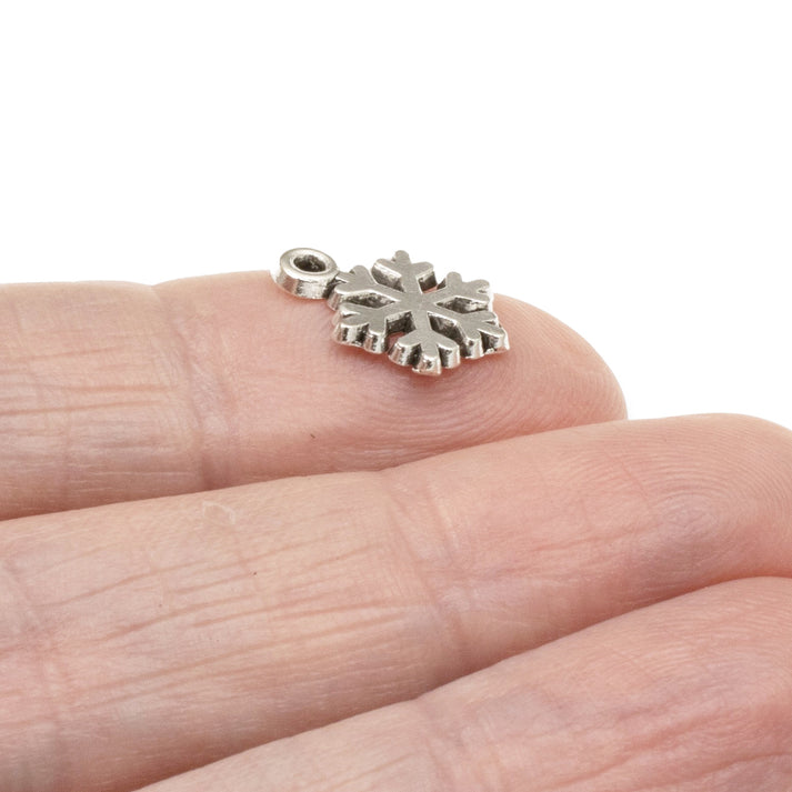 50/Pkg Silver Mini Snowflake Charms | Hackberry Creek